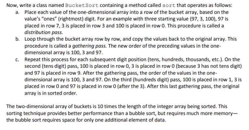 Solved A BucketSort Overview Not all sorting algorithms are | Chegg.com