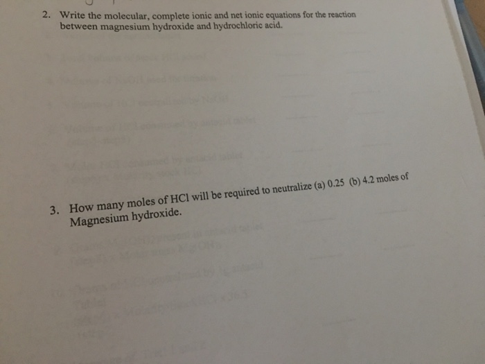Solved Write the molecular, complete ionic and net ionic | Chegg.com