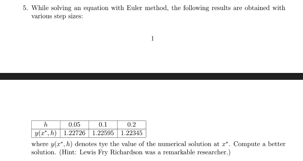 Solved While solving an equation with Euler method, the | Chegg.com