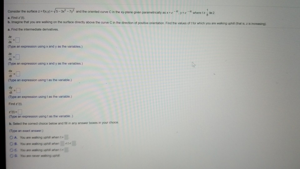 Solved Consider the surface z =f(x,y)--5-3x" 7y2 and the | Chegg.com
