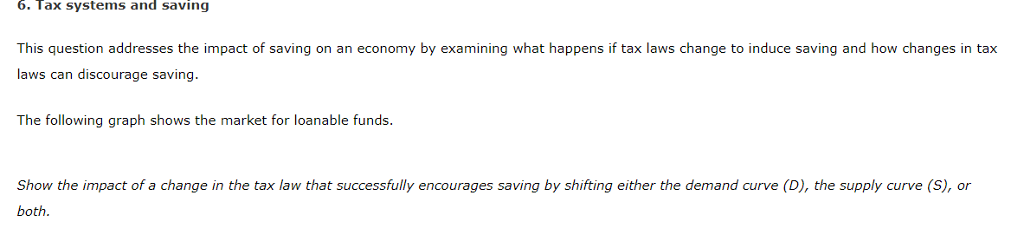 Solved 6. Tax systems and saving This question addresses the | Chegg.com