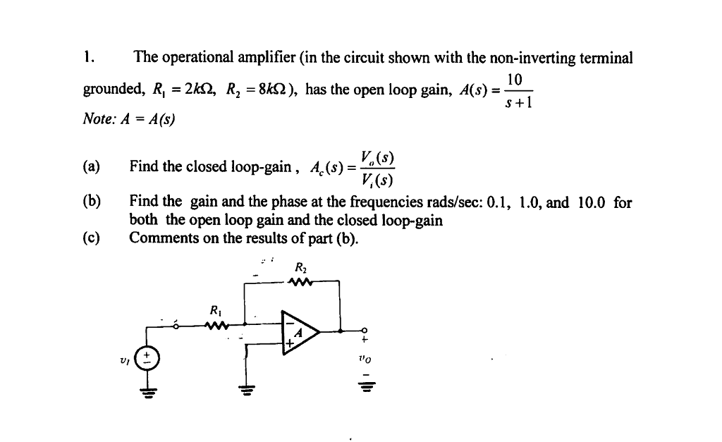 Solved The operational amplifier (in the circuit shown with | Chegg.com