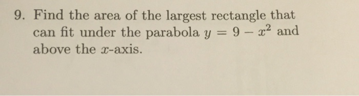 Solved Find the area of the largest rectangle that can fit | Chegg.com