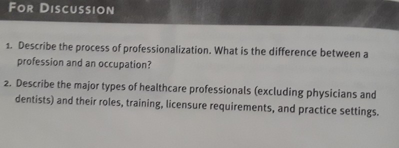 Solved FOR DiSCUSSION 1. Describe the process of | Chegg.com