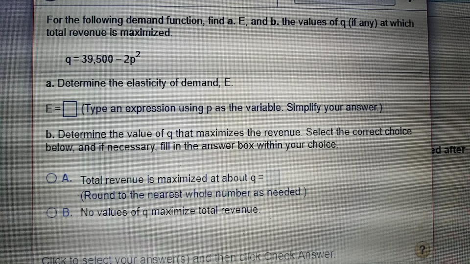 Solved For the following demand function, find a. E, and b. | Chegg.com