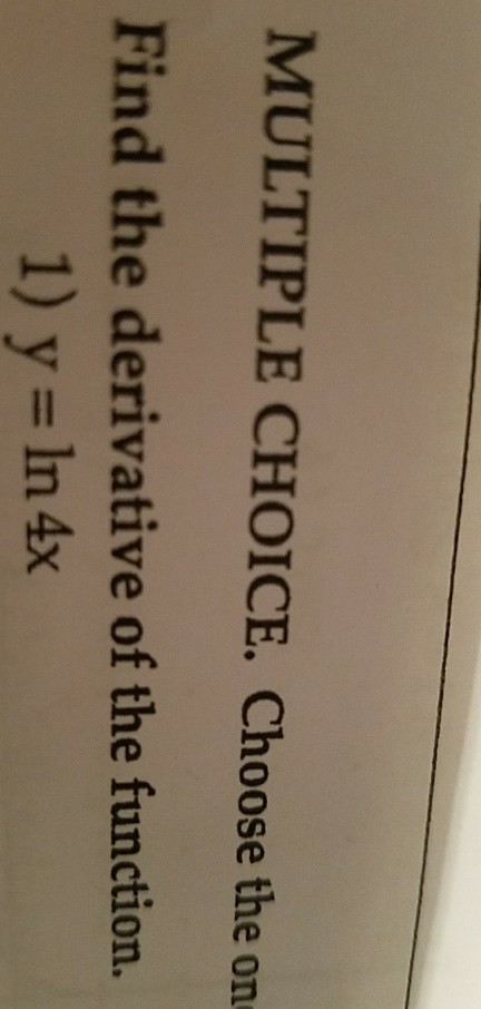 Solved MULTIPLE CHOICE. Choose the on Find the derivative of | Chegg.com
