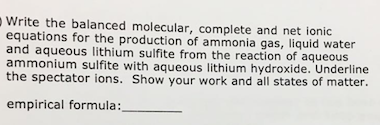 Solved Write the balanced molecular, complete and net ionic | Chegg.com