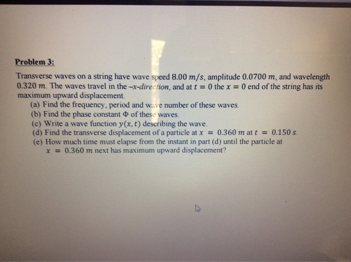 Solved Transverse waves on a string have wave speed 8.00 | Chegg.com