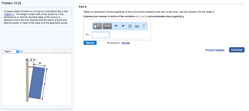 Solved A square clock of inertia m is hung on a nail driven | Chegg.com