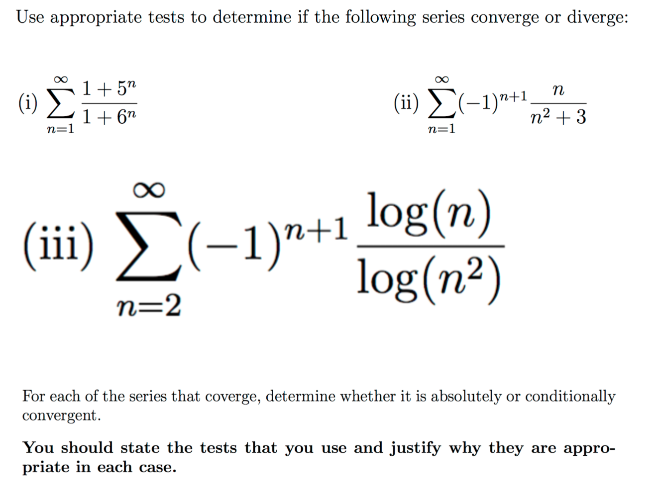 Solved Use appropriate tests to determine if the following | Chegg.com