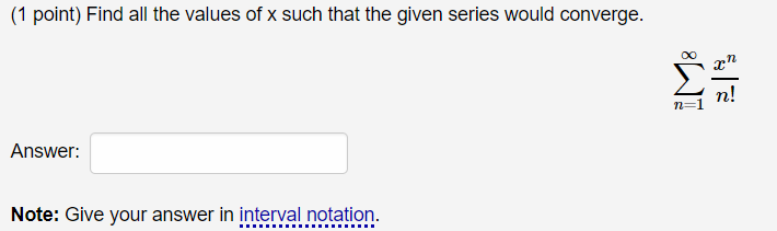 Solved (1 point) Find all the values of x such that the | Chegg.com