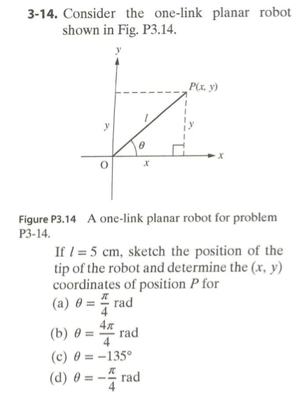 Solved 3-14. Consider the one-link planar robot shown in | Chegg.com