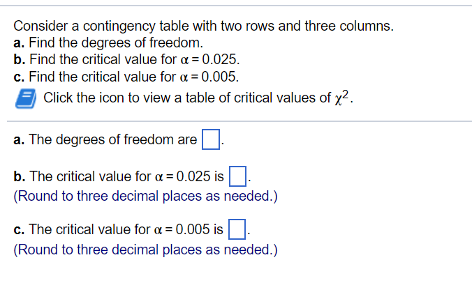 Solved Consider a contingency table with two rows and three | Chegg.com