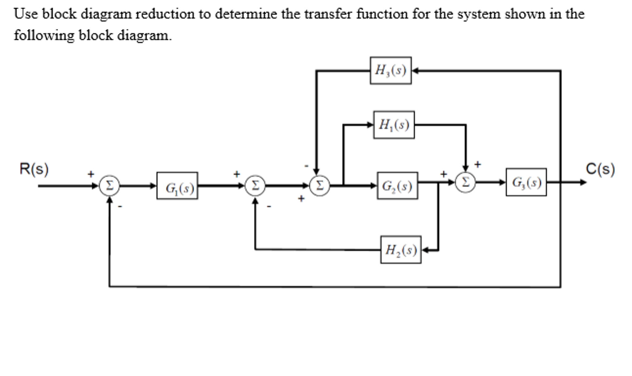 Solved Use block diagram reduction to determine the transfer | Chegg.com