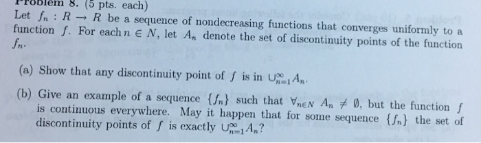 Solved Let f_n: R rightarrow R be a sequence of | Chegg.com