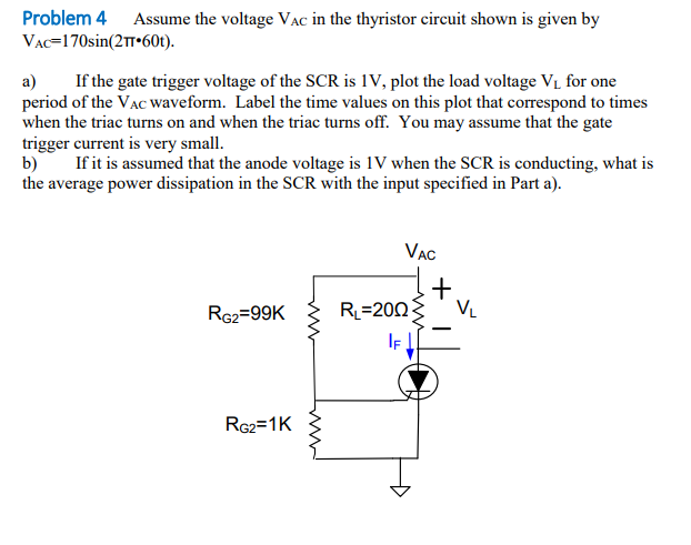 Solved Problem 4 Assume the voltage VAc in the thyristor | Chegg.com