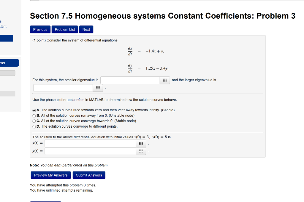 Solved Section 7.5 Homogeneous systems Constant | Chegg.com