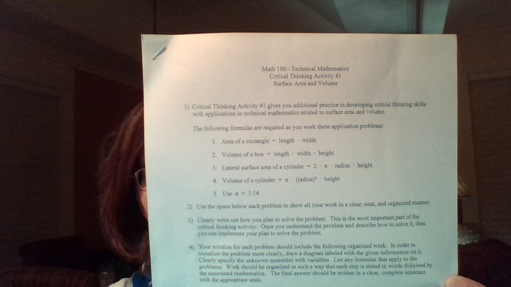Critical Thinking Activity #1 gives you additional | Chegg.com