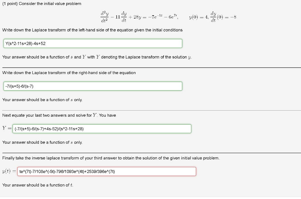 Solved (1 point) Consider the initial value problem it2 dt | Chegg.com