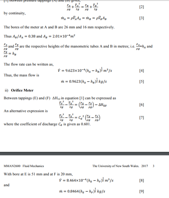 Solved P_A/rho g + V bar ^2_A/2g = P_B/rho g + V | Chegg.com