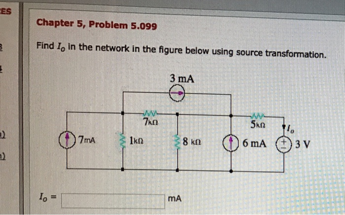 Solved ES Chapter 5, Problem 5.099 Find Io in the network in | Chegg.com