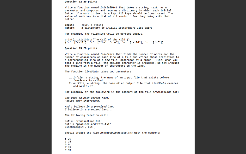 Solved Question 11a 8 points Write a function named capitalL | Chegg.com