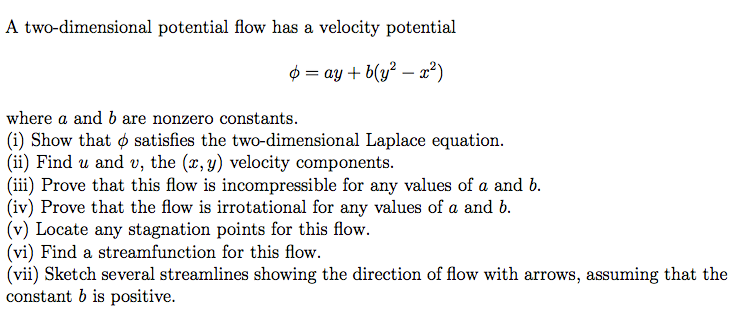 Solved A two-dimensional potential flow has a velocity | Chegg.com
