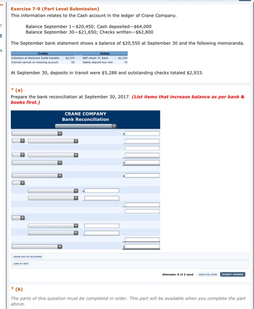 Solved Exercise 7-9 (Part Level Submission) This information | Chegg.com