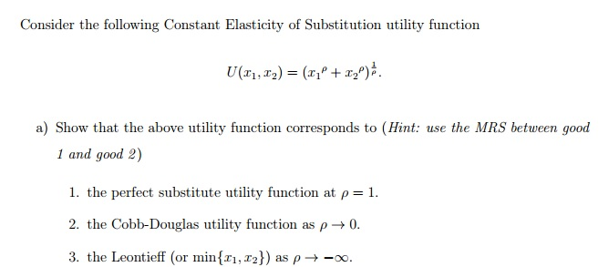 Consider the following Constant Elasticity of | Chegg.com