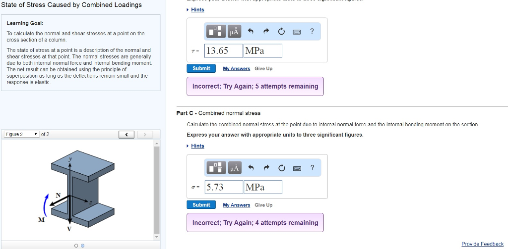 Solved State of Stress Caused by Combined Loading:s A column | Chegg.com