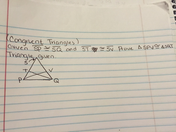 Solved (Congruent Triangles) Given SP congruent to SQ and ST | Chegg.com