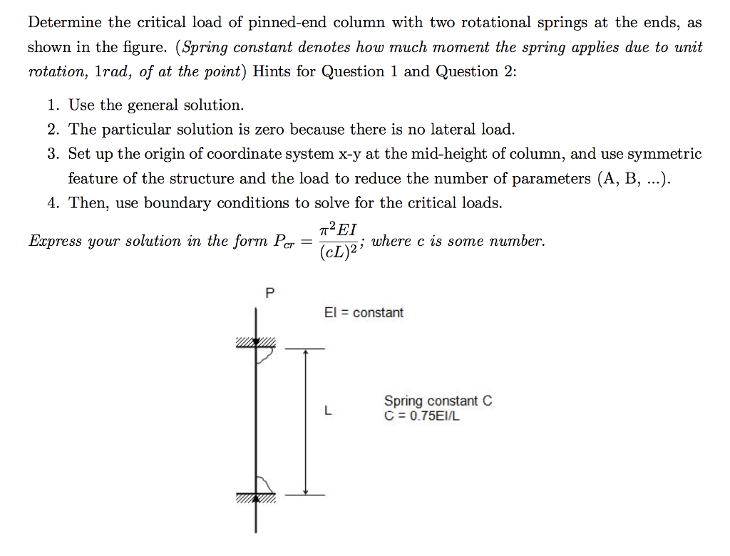 Solved Determine the critical load of pinned-end column with | Chegg.com