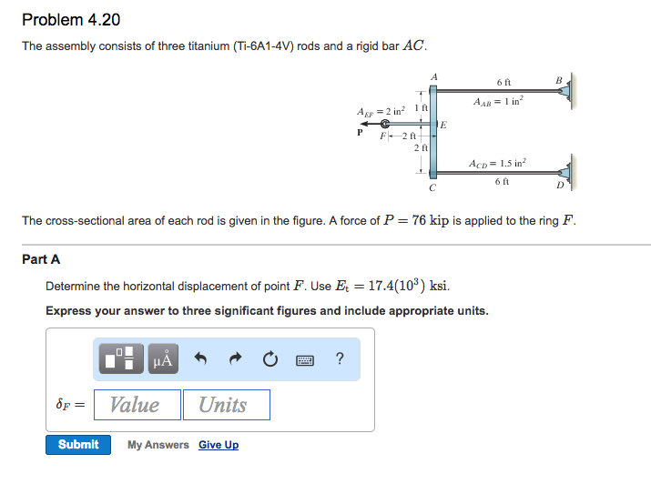 Solved The assembly consists of three titanium (TI-6A1-4V) | Chegg.com