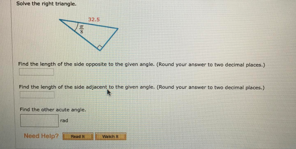 Solved Solve the right triangle Find the length of the side | Chegg.com