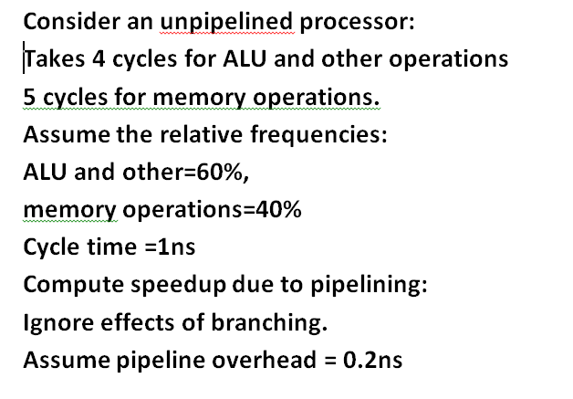 Solved Consider an unpipelined processor: Takes 4 cycles for | Chegg.com