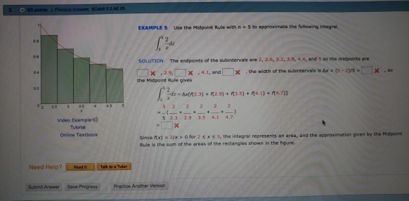 Solved EXAMPLE 5 Use the Midpoint Rule with n 5 to | Chegg.com