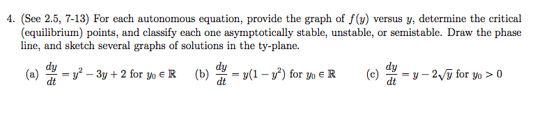 Solved 4. (See 2.5, 7-13) For each autonomous equation, | Chegg.com