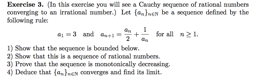 Solved (In this exercise you will see a Cauchy sequence of | Chegg.com