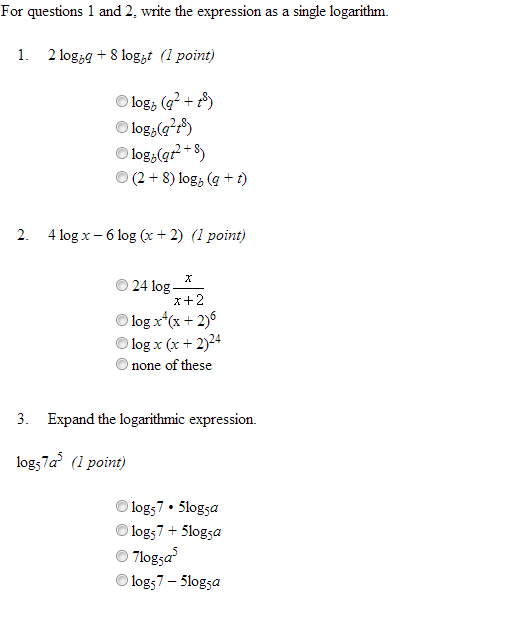 Solved For questions 1 and 2, write the expression as a | Chegg.com