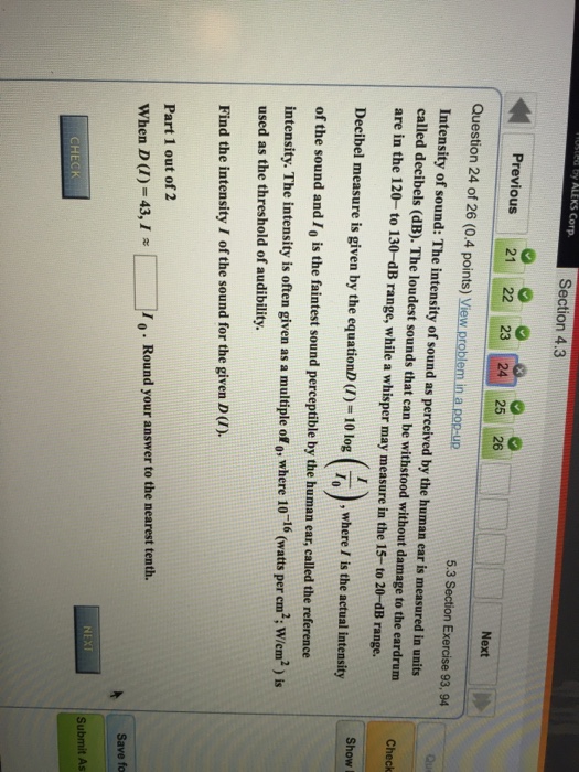 Solved Intensity of sound: The intensity of sound as | Chegg.com