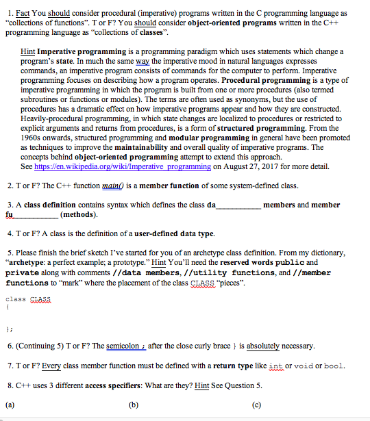 Solved Fact You should consider procedural (imperative) | Chegg.com