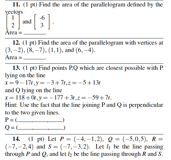 Find the area of the parallelogram defined by the | Chegg.com