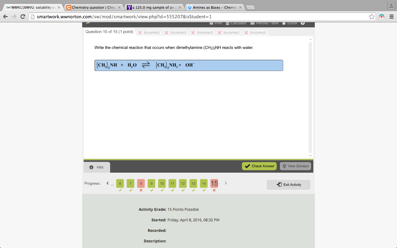 Solved Write the chemical reaction that occurs when | Chegg.com