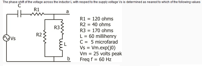 Solved The phase shift of the voltage across the inductor L | Chegg.com