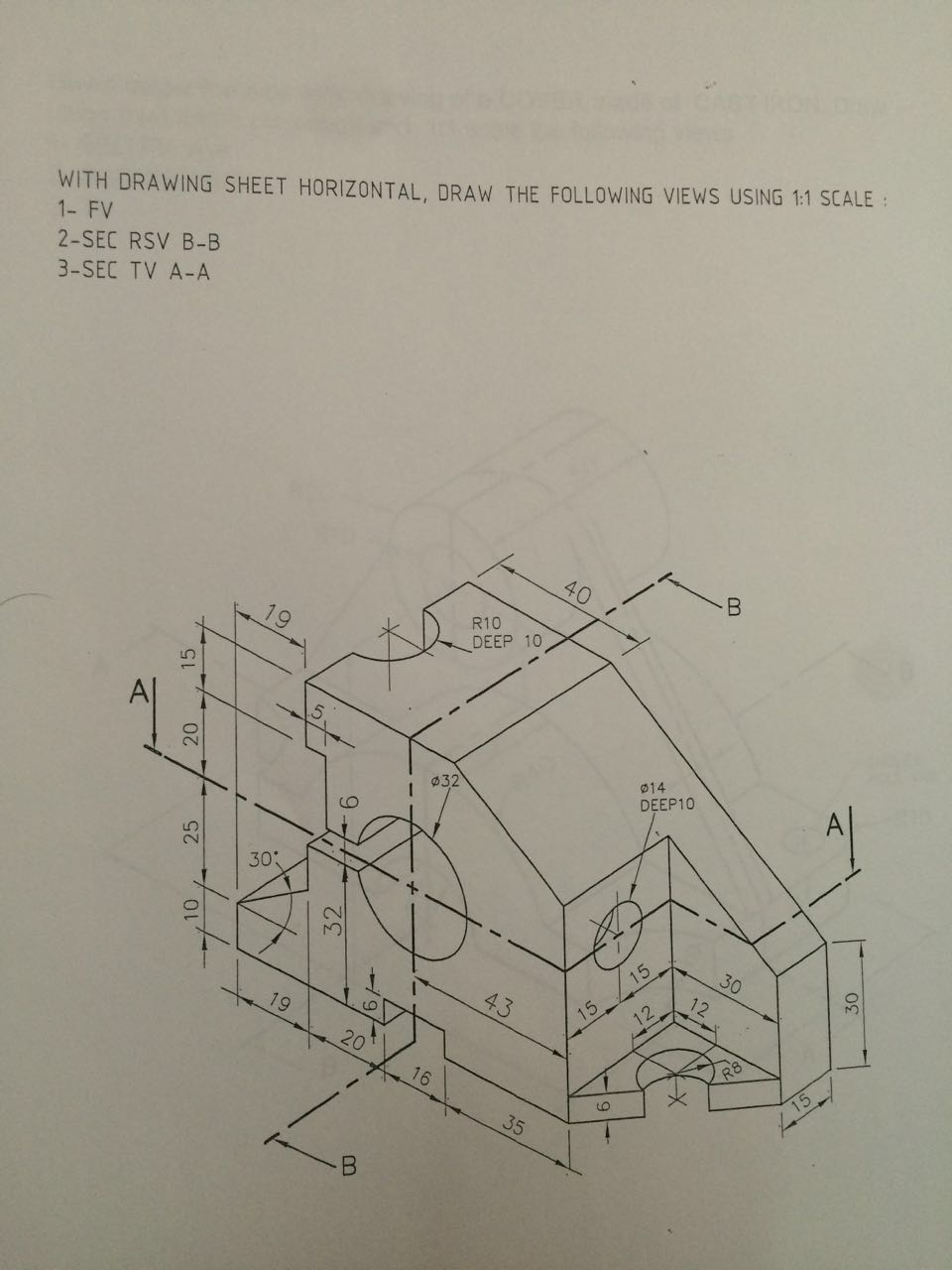 Solved WITH DRAWING SHEET HORIZONTAL, DRAW THE FOLLOWING | Chegg.com