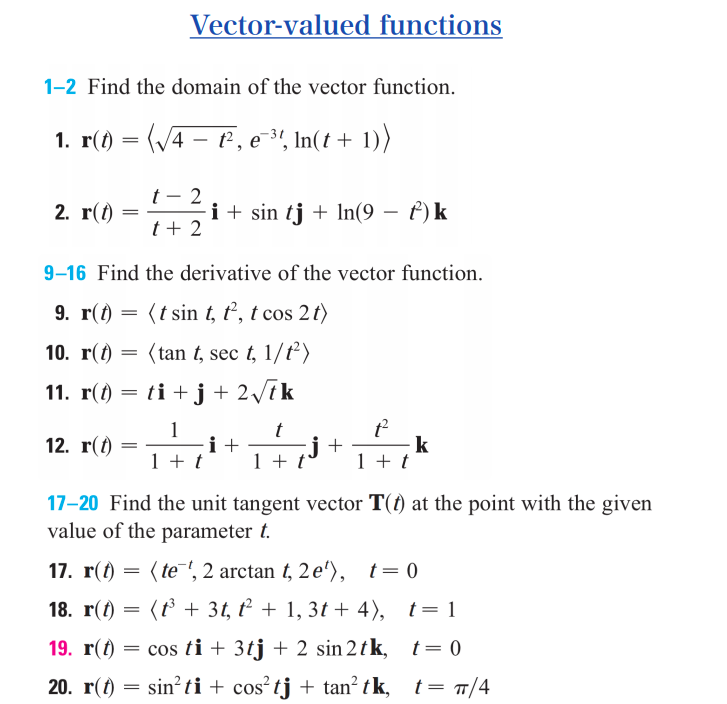 Solved Vector-valued functions 1-2 Find the domain of the | Chegg.com Solved Vector-valued functions 1-2 Find the domain of the | Chegg.com