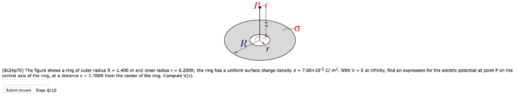 Solved (8c24p70 The figure shows a ring of outer radius | Chegg.com