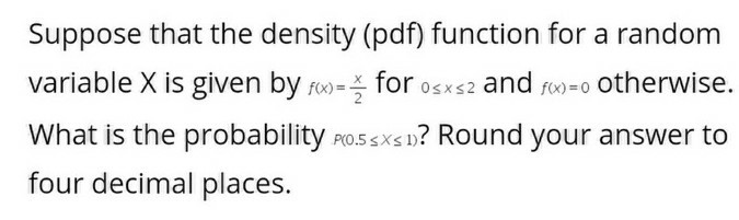 Solved Suppose that the density (pdf) function for a random | Chegg.com