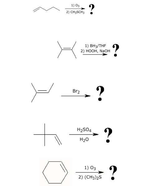 Solved 1) 03 2) CH3SCH3 » 1) BH3/THF 2) HOOH, NaOH Br2 H2504 | Chegg.com