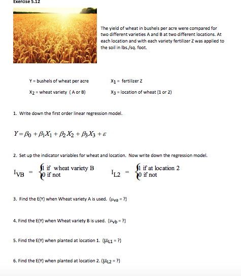 Solved The yield of wheat in bushels per acre were compared | Chegg.com